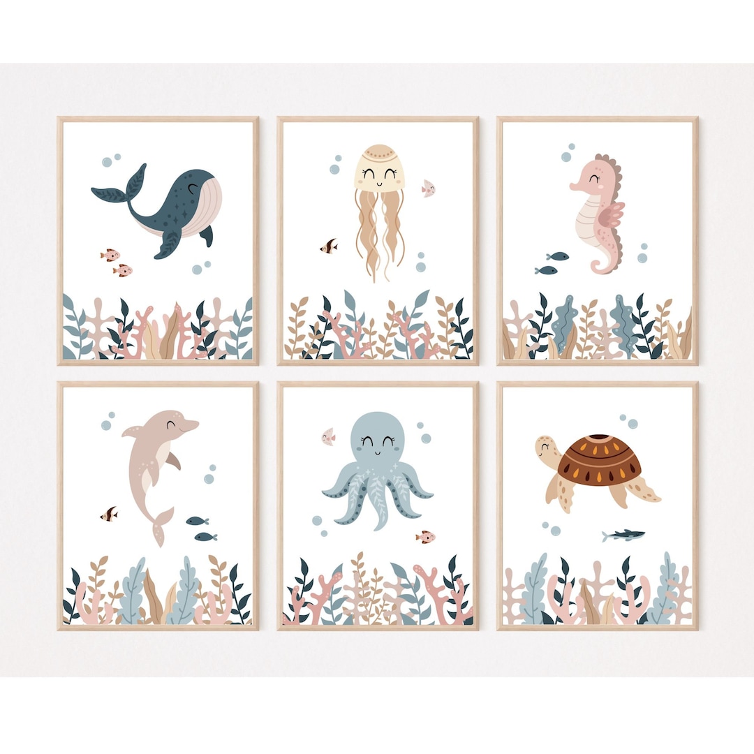 Boho Ocean Nursery, Sea Life Nursery Art, Sea Themed Nursery Decor ...