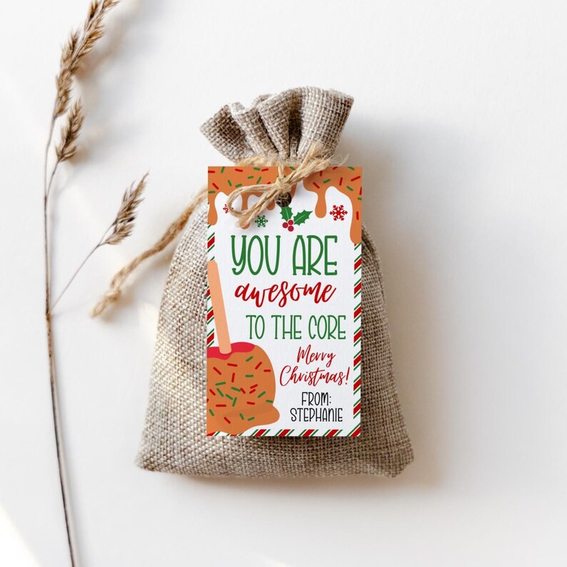 Caramel Apple Gift Tag Editable, Printable Candy Apple Holiday Teacher ...
