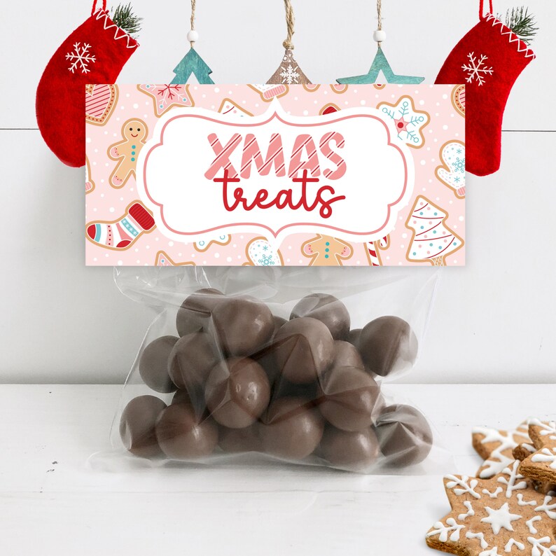 Christmas Bag Toppers Printable, Class Gift Holiday Cookie Treats Candy ...