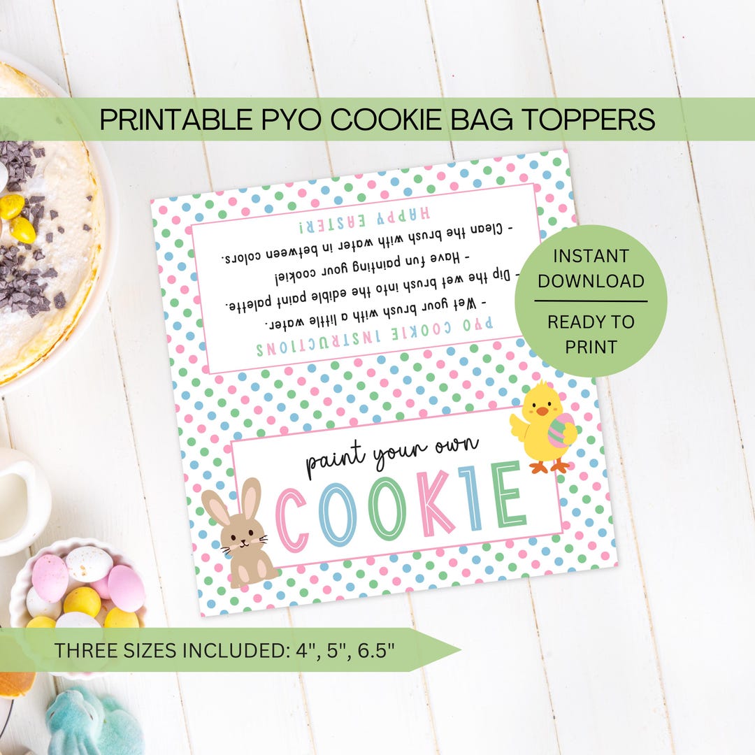 Easter PYO Cookie Bag Topper Printable, Paint Your Own Easter Topper ...