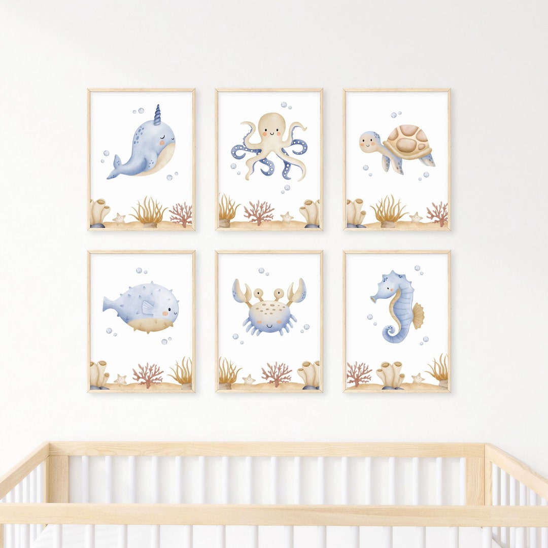 Boy Ocean Nursery, Sea Life Nursery Art, Ocean Animals Nursery Prints ...