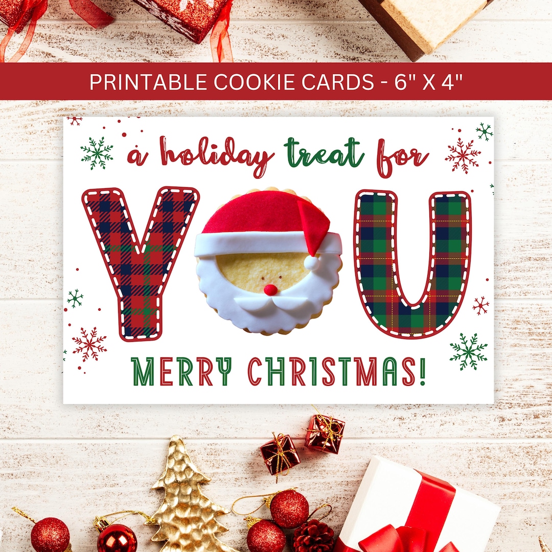 Christmas Cookie Card Printable, Plaid Holiday Merry Christmas ...