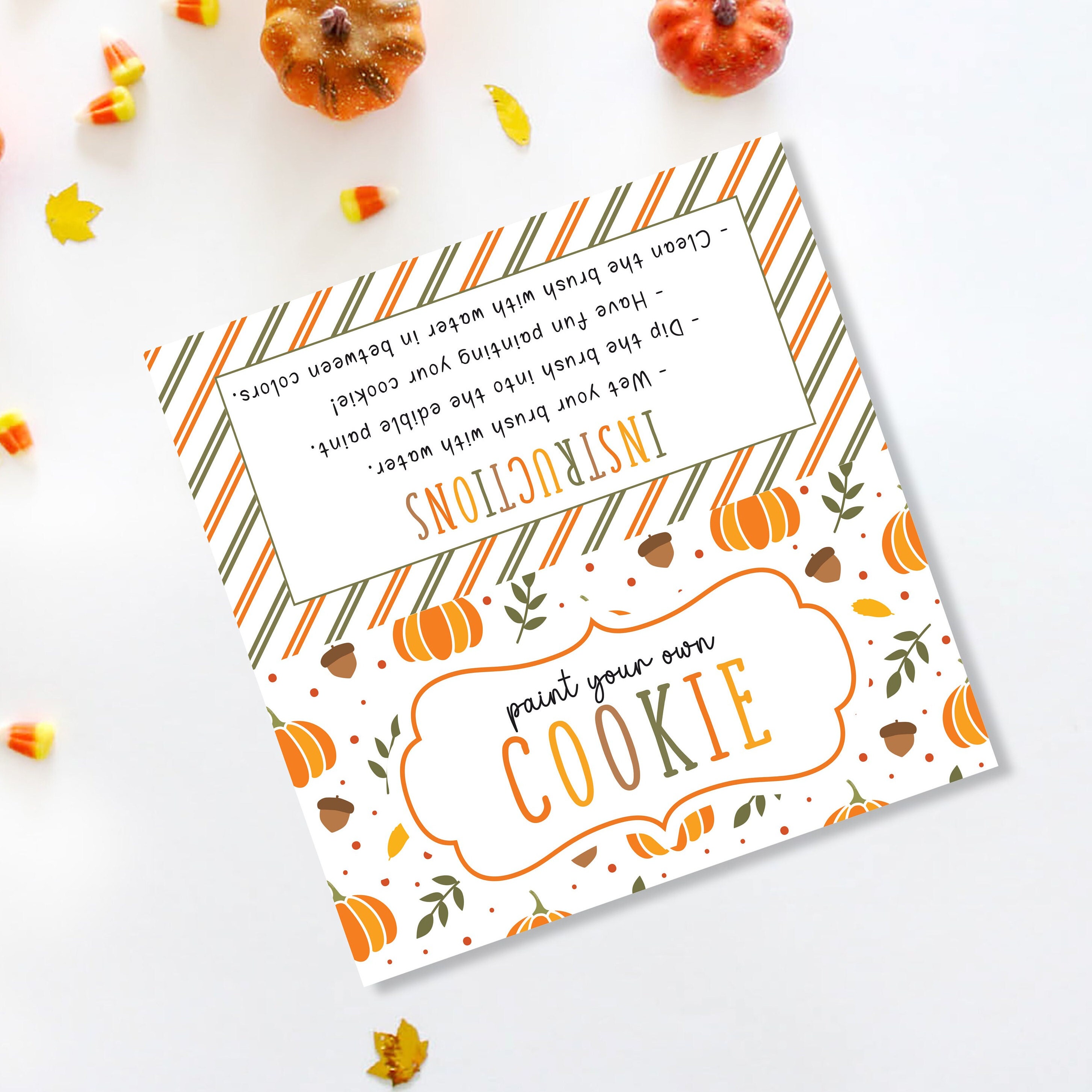 Fall PYO Cookie Bag Topper Instructions Printable, Paint Your Own ...