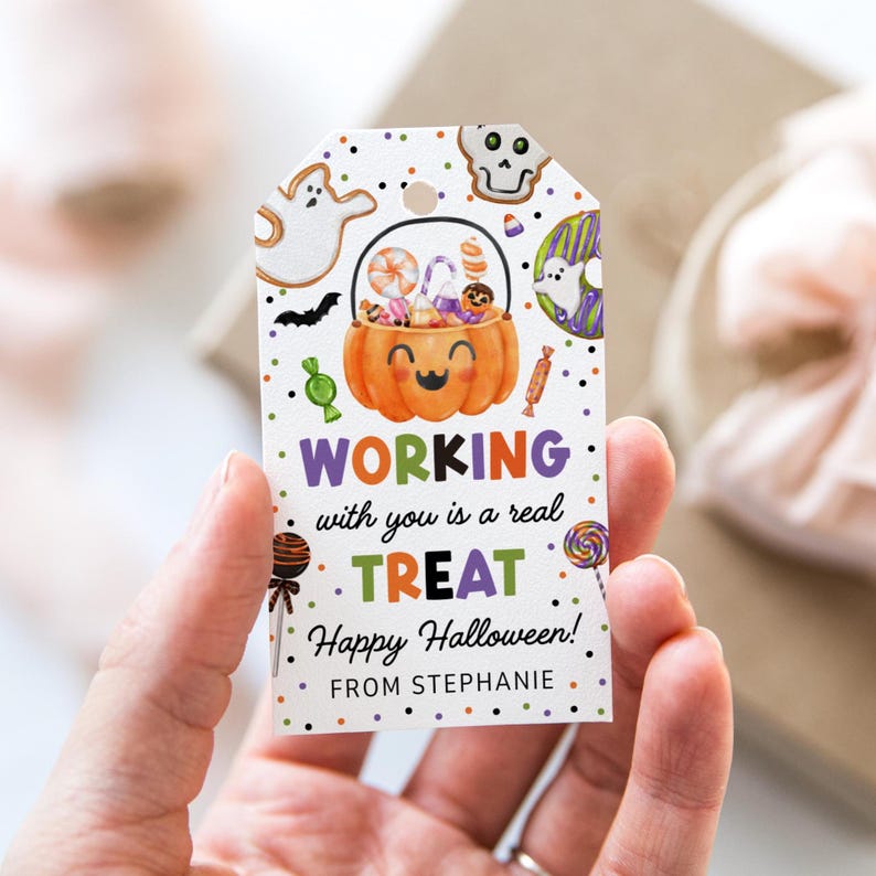 Halloween Coworker Tags Editable, Printable Teacher Employee Staff ...