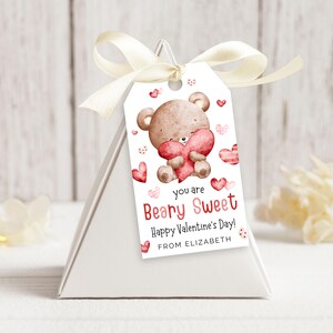 Teddy Bear Valentine Gift Tag Editable Template, Beary Sweet ...