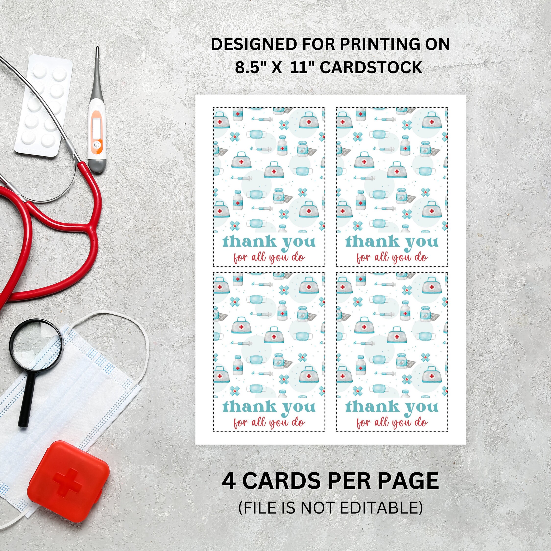 Nurse Appreciation Cookie Card Mini Box Backer Printable, Downloadable ...