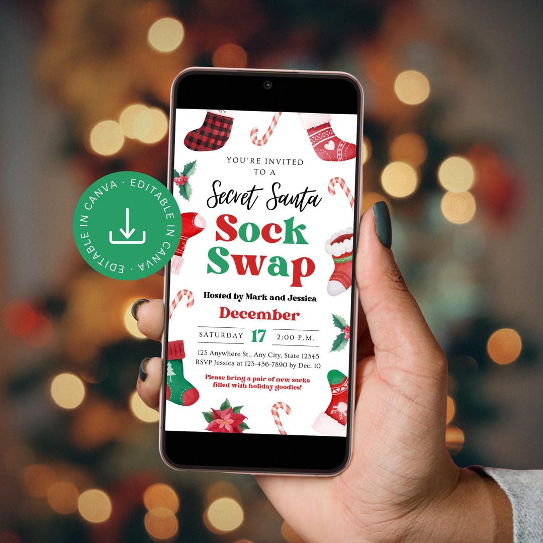 Christmas Sock Exchange Digital Invitation: Holiday Sock Swap Evite ...