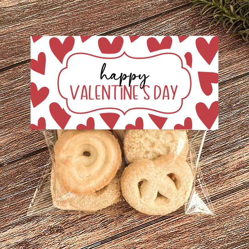Happy Valentine's Day Bag Toppers Printable: Heart Cookie Treats Candy ...