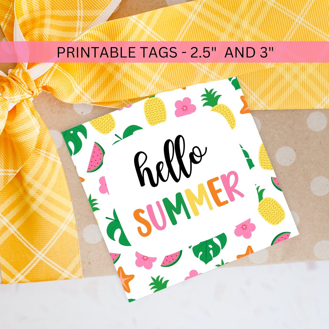 Cookie Tag Summer Printable, Hello Summer Fruit Tropical Label for ...