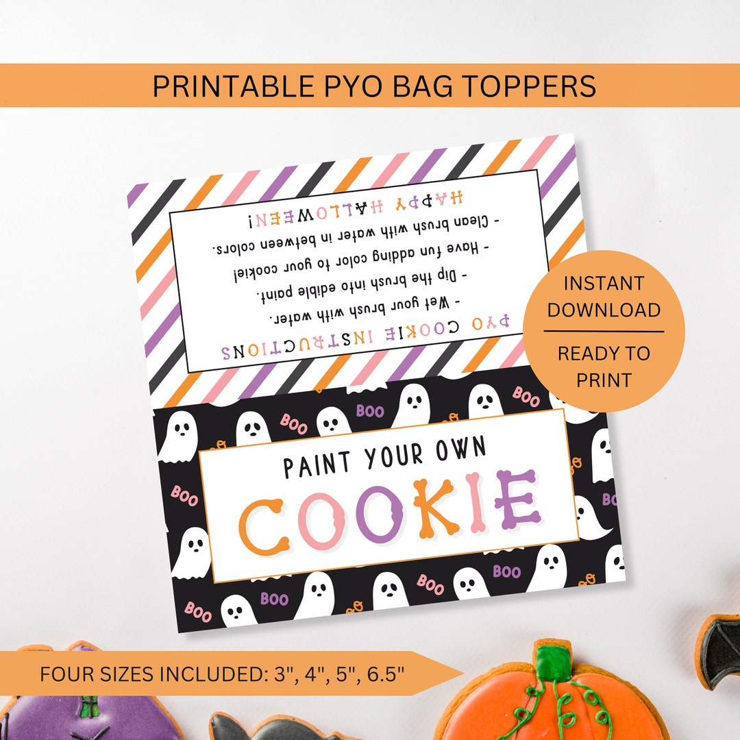 PYO Cookie Bag Toppers Halloween Instructions Printable, Paint Your Own ...