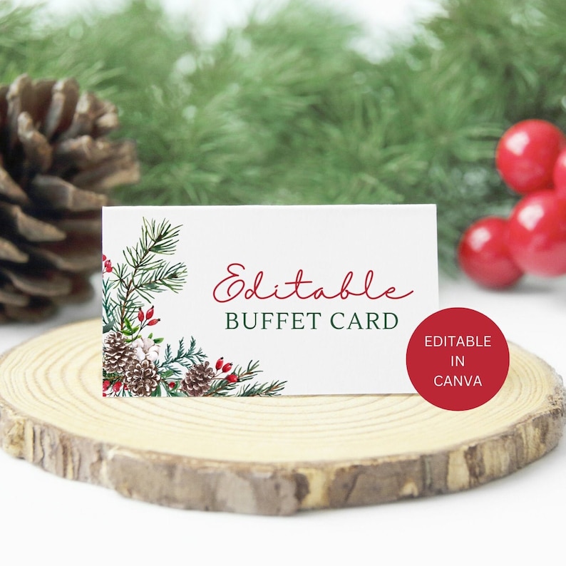 Christmas Buffet Card Editable, Holiday Party Food Label Printable ...