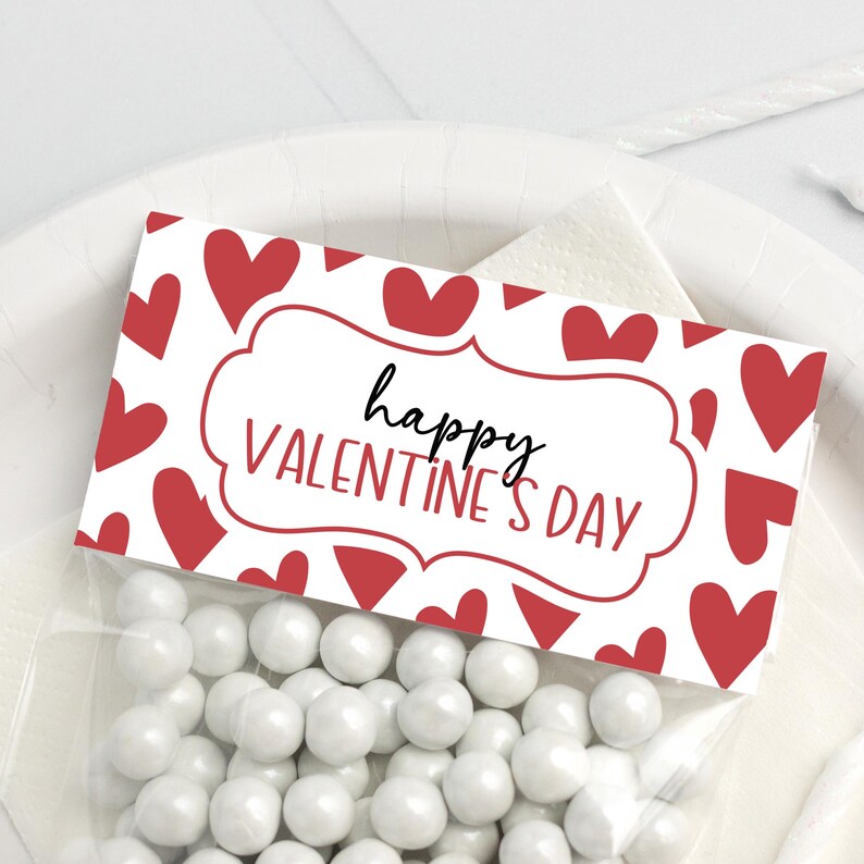 Happy Valentine's Day Bag Toppers Printable: Heart Cookie Treats Candy ...