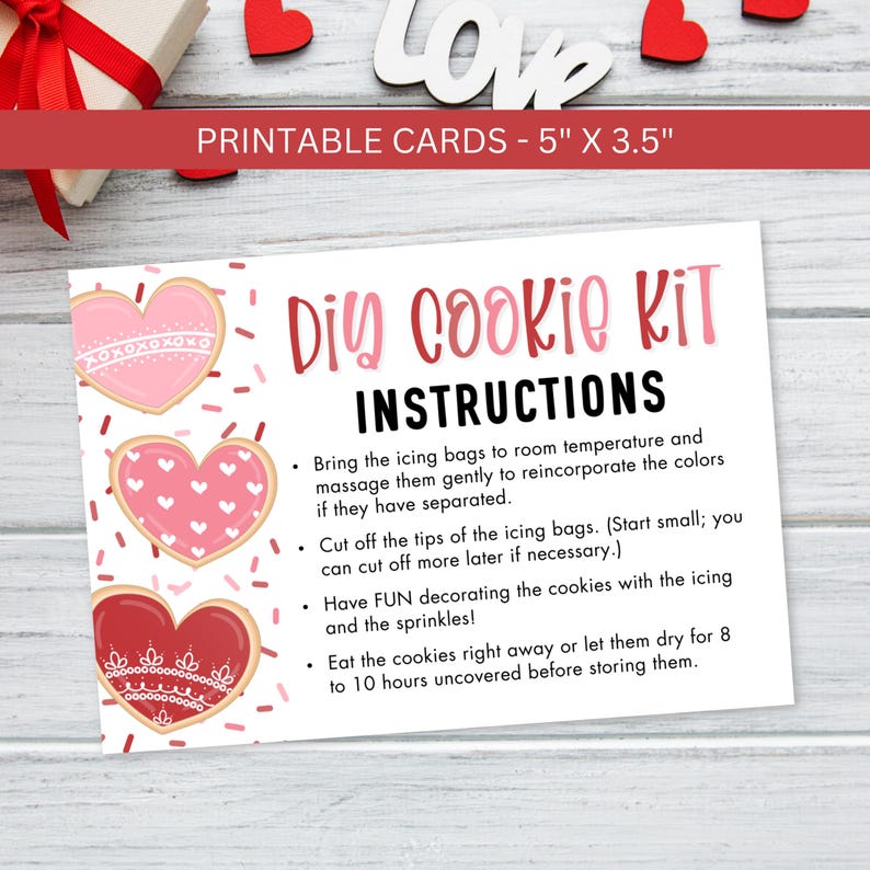 DIY Valentine's Day Cookie Instructions Card Printable: Do It Yourself ...