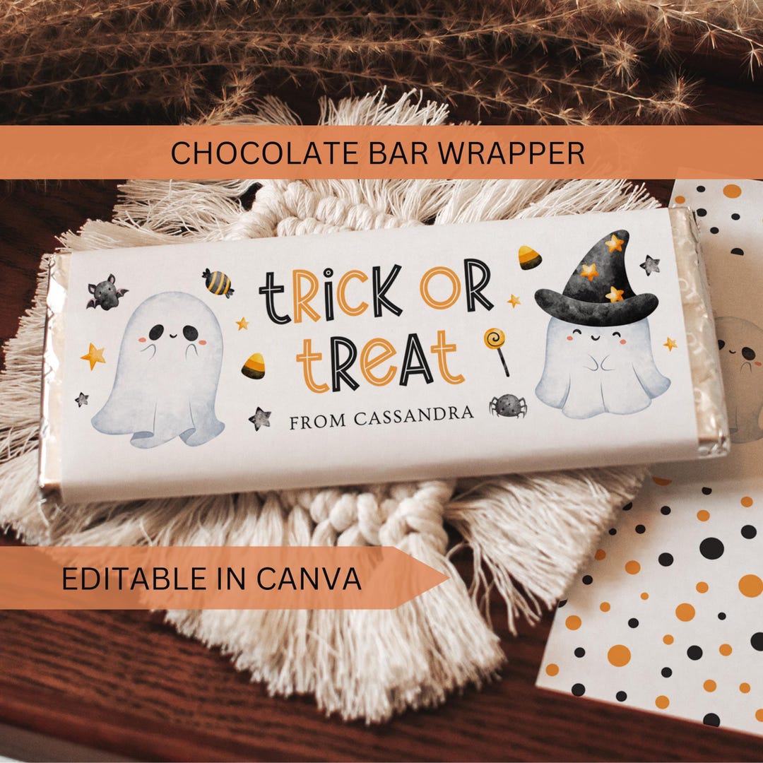 Halloween Chocolate Bar Wrapper Editable, Customizable Printable Candy ...