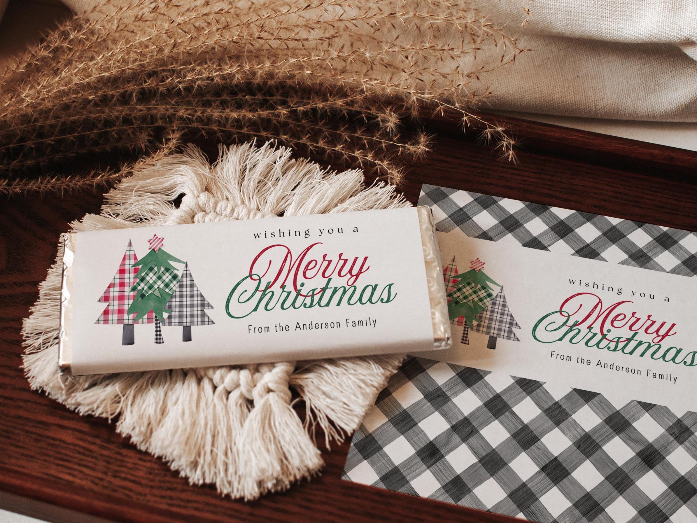 Printable Christmas Chocolate Bar Wrapper: Editable Holiday Candy Party ...
