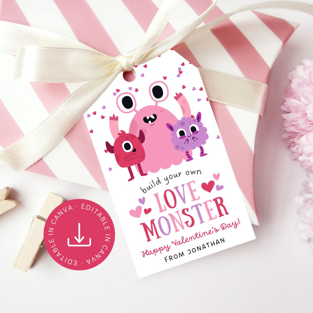 Build Your Own Monster Valentine Printable Tag, Make Your Own Valentine ...
