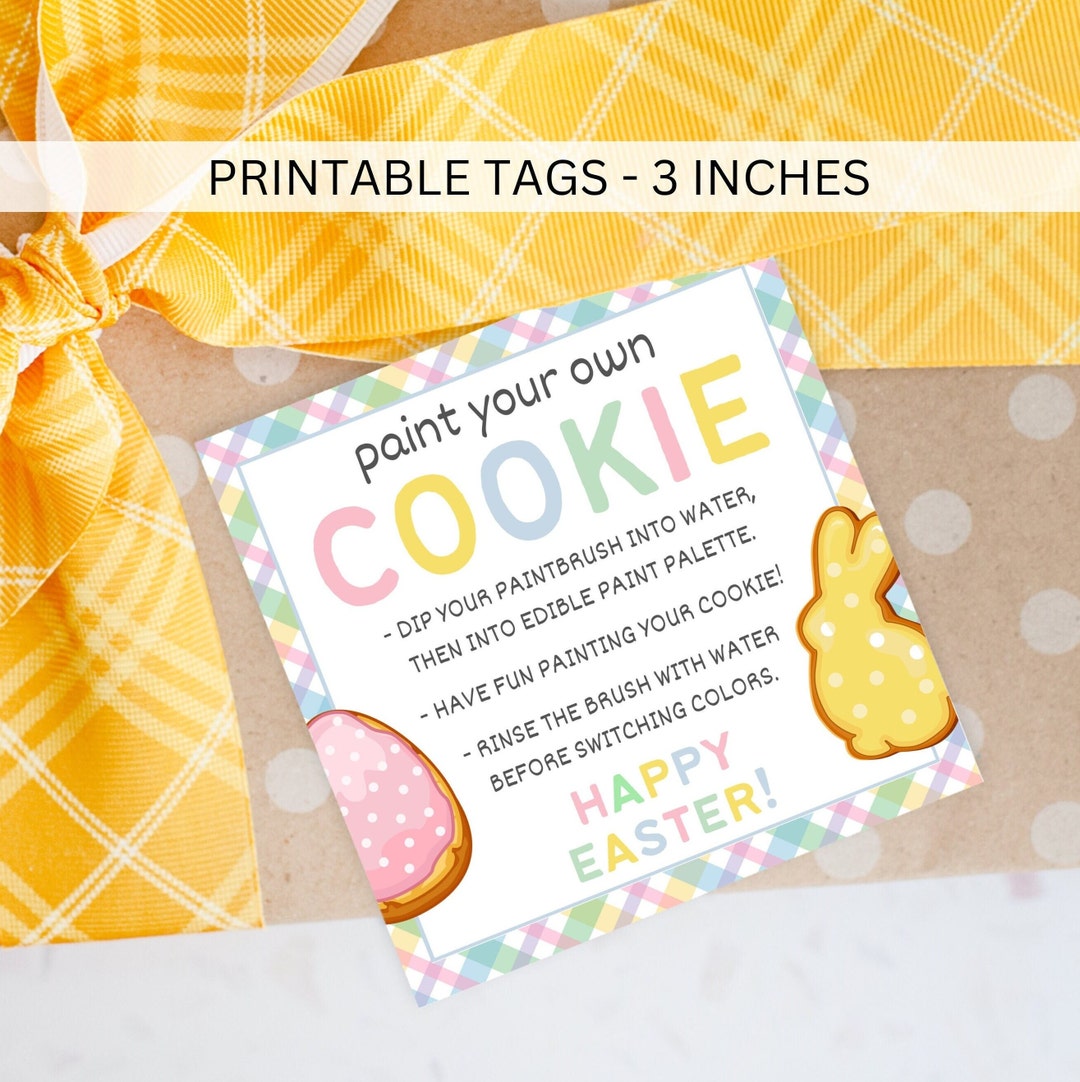 PYO Easter Cookie Tag Printable Instruction Gift Label Paint Your Own ...