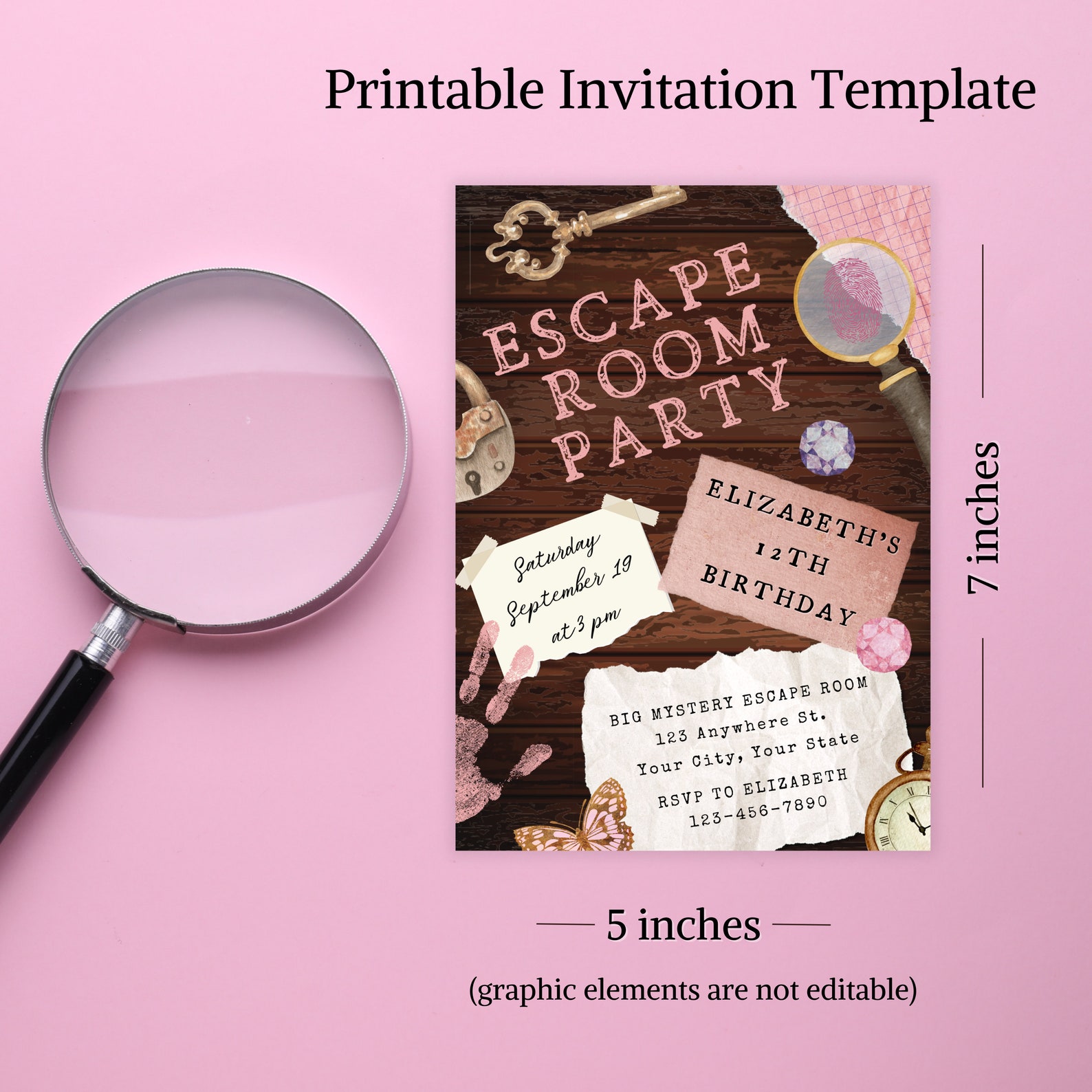 Escape Room Birthday Invitation Girl, Escape Room Invite Kids Teenager ...