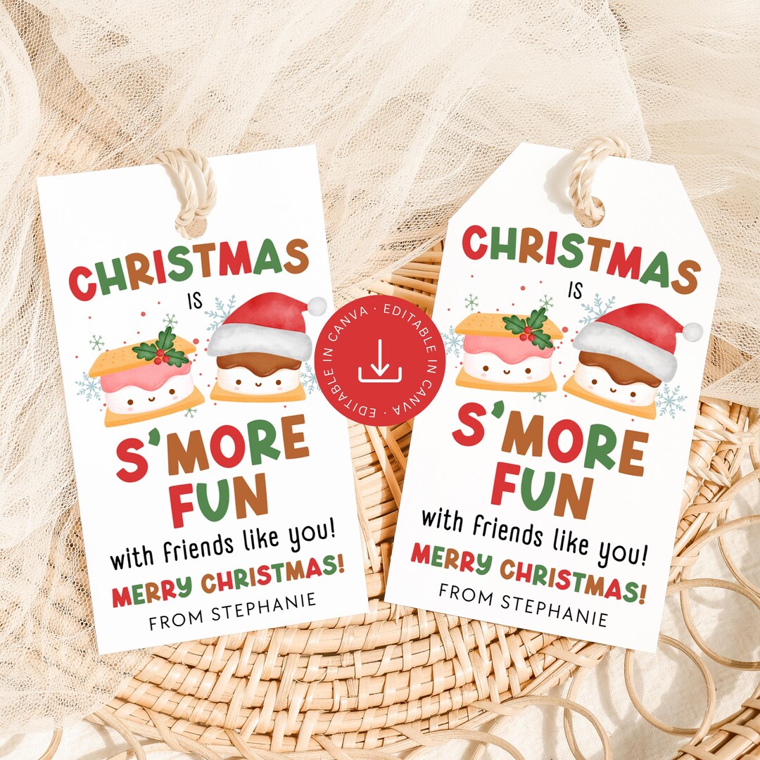Christmas Smores Kit Favor Tag Editable, Printable S'mores Holiday ...