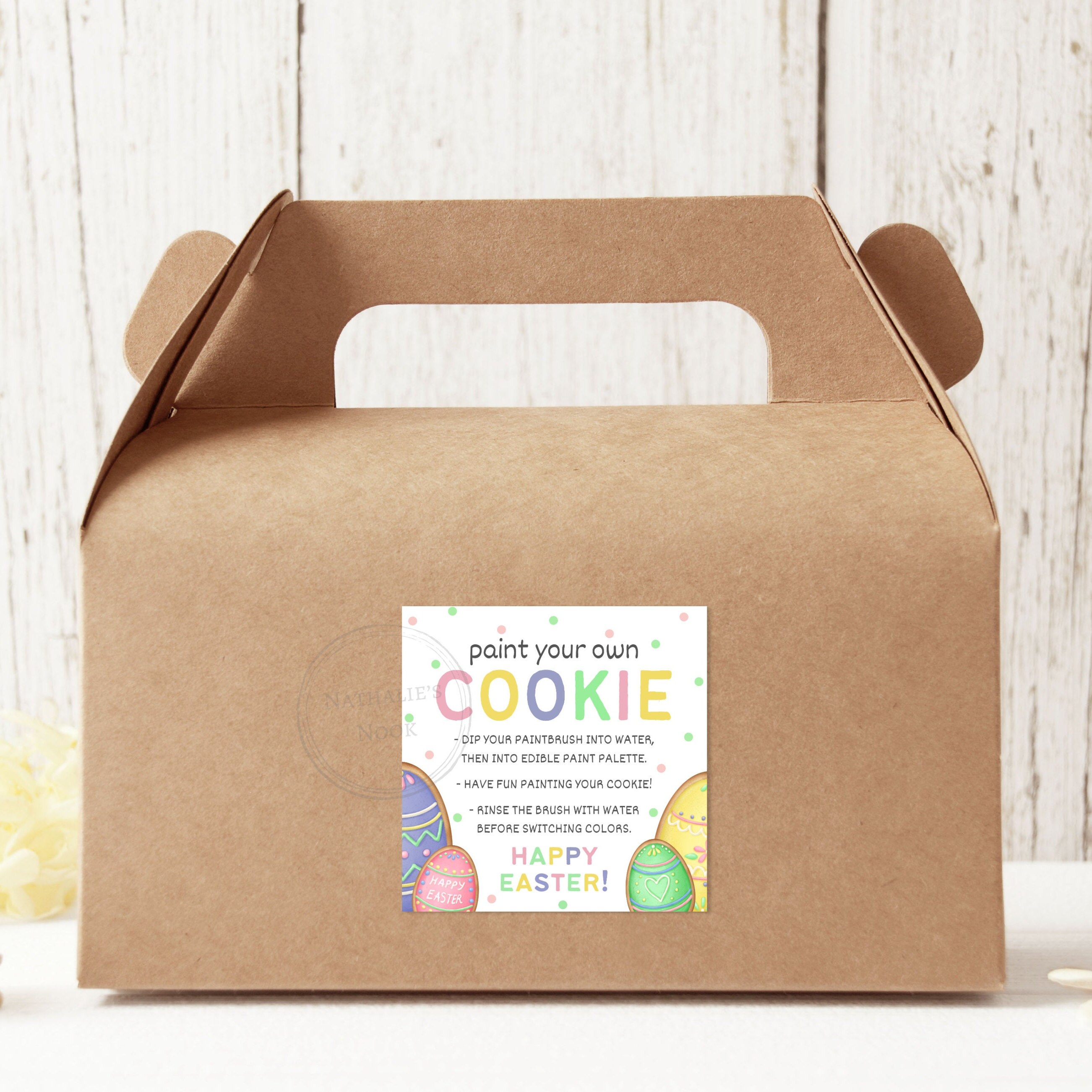 PYO Easter Cookie Tag Printable Instruction Gift Label, Paint Your Own ...