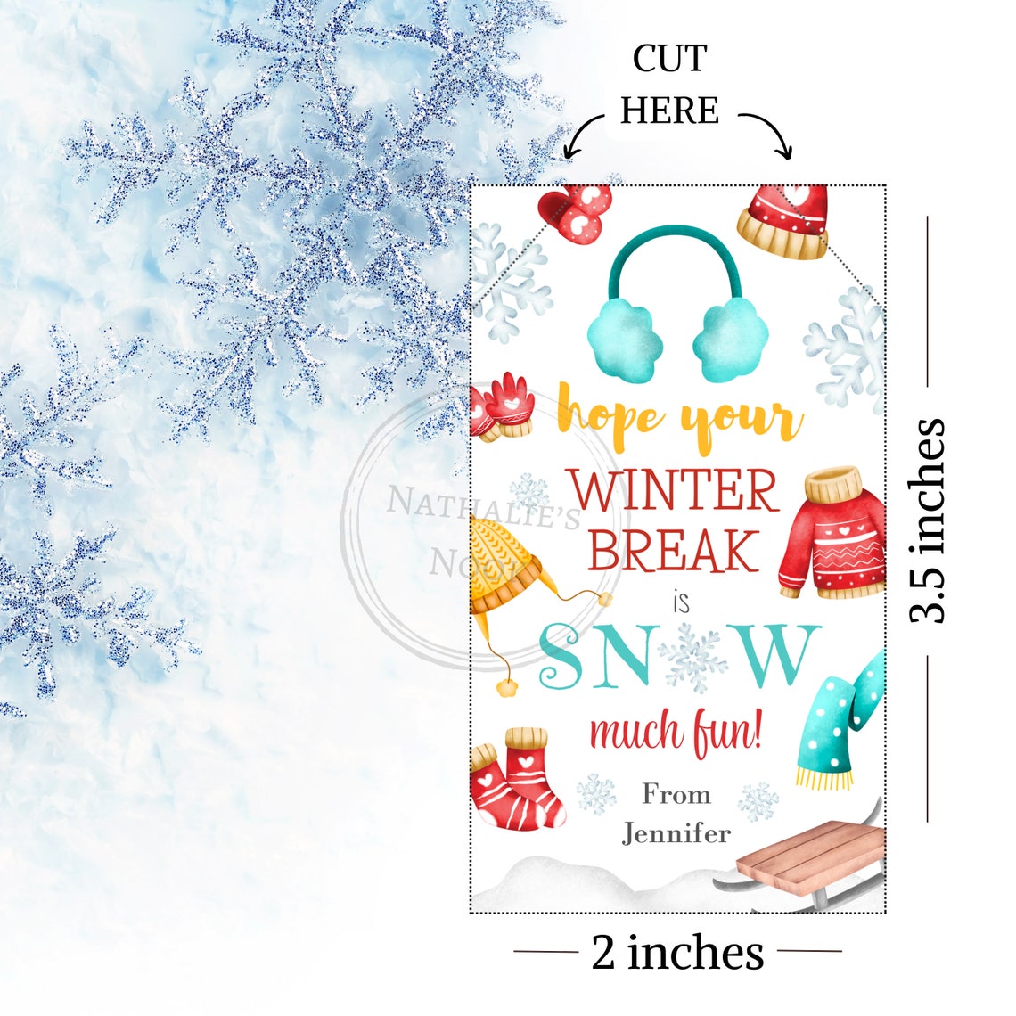 Snow Much Fun Winter Break Gift Tags, Class School Editable Holiday ...