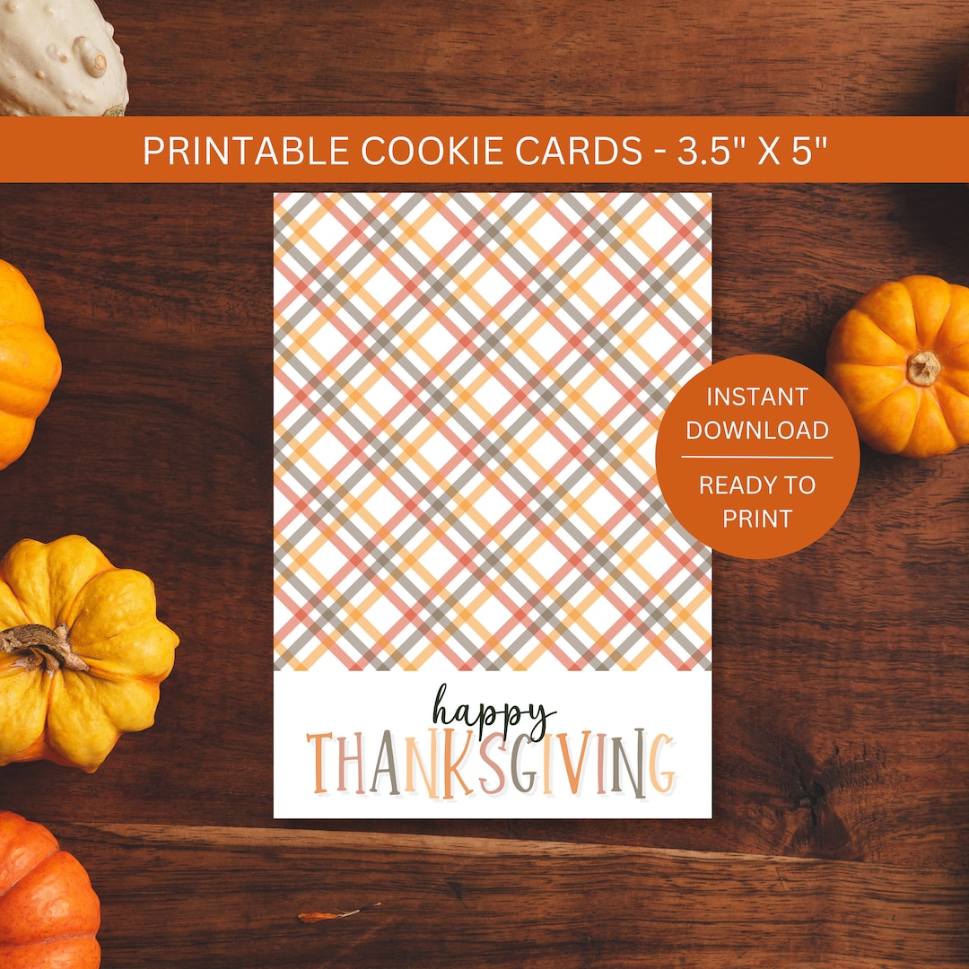 Thanksgiving Cookie Card Printable, Downloadable Happy Thanksgiving 3 ...