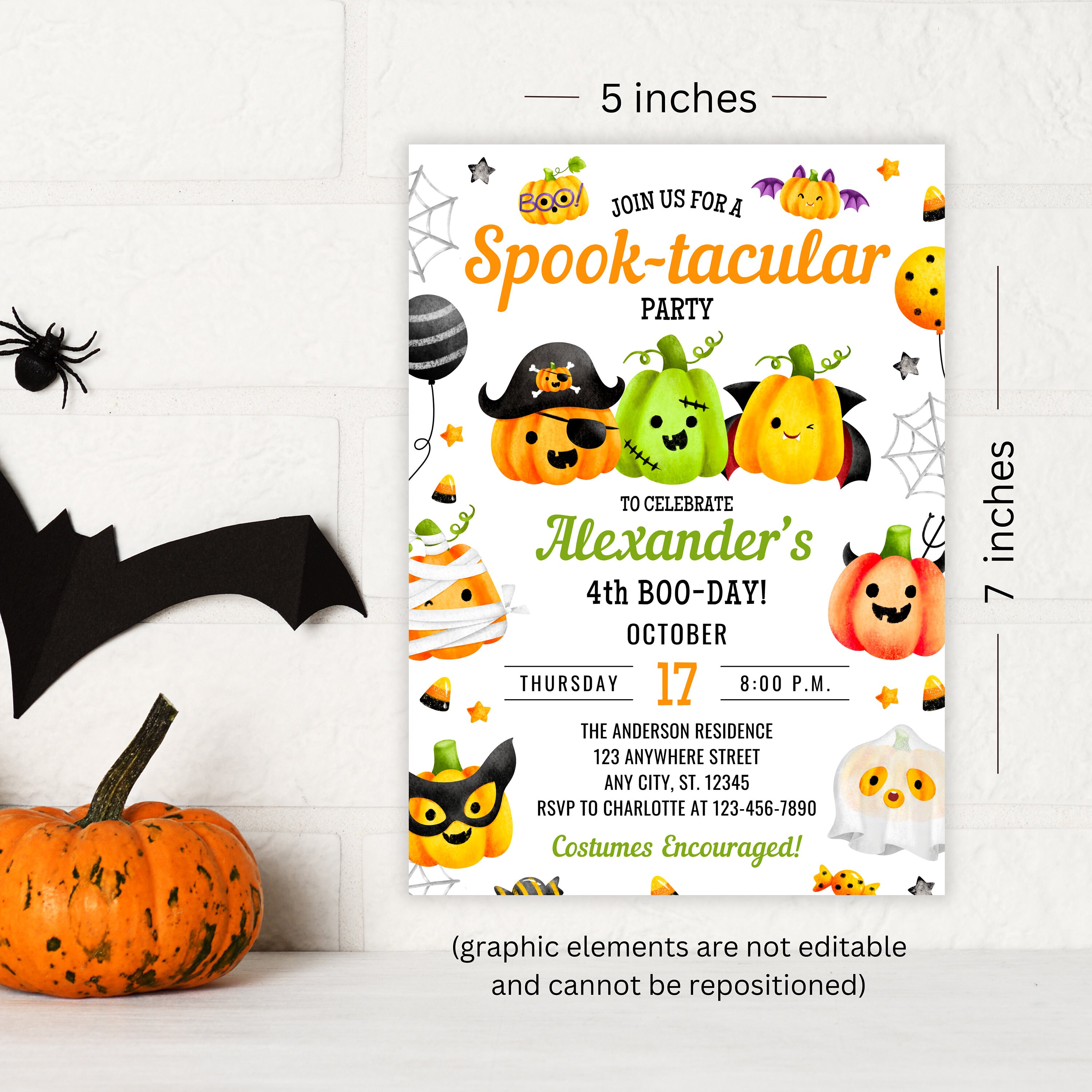 Kids Birthday Halloween Party Invitation Editable Template, Boy ...