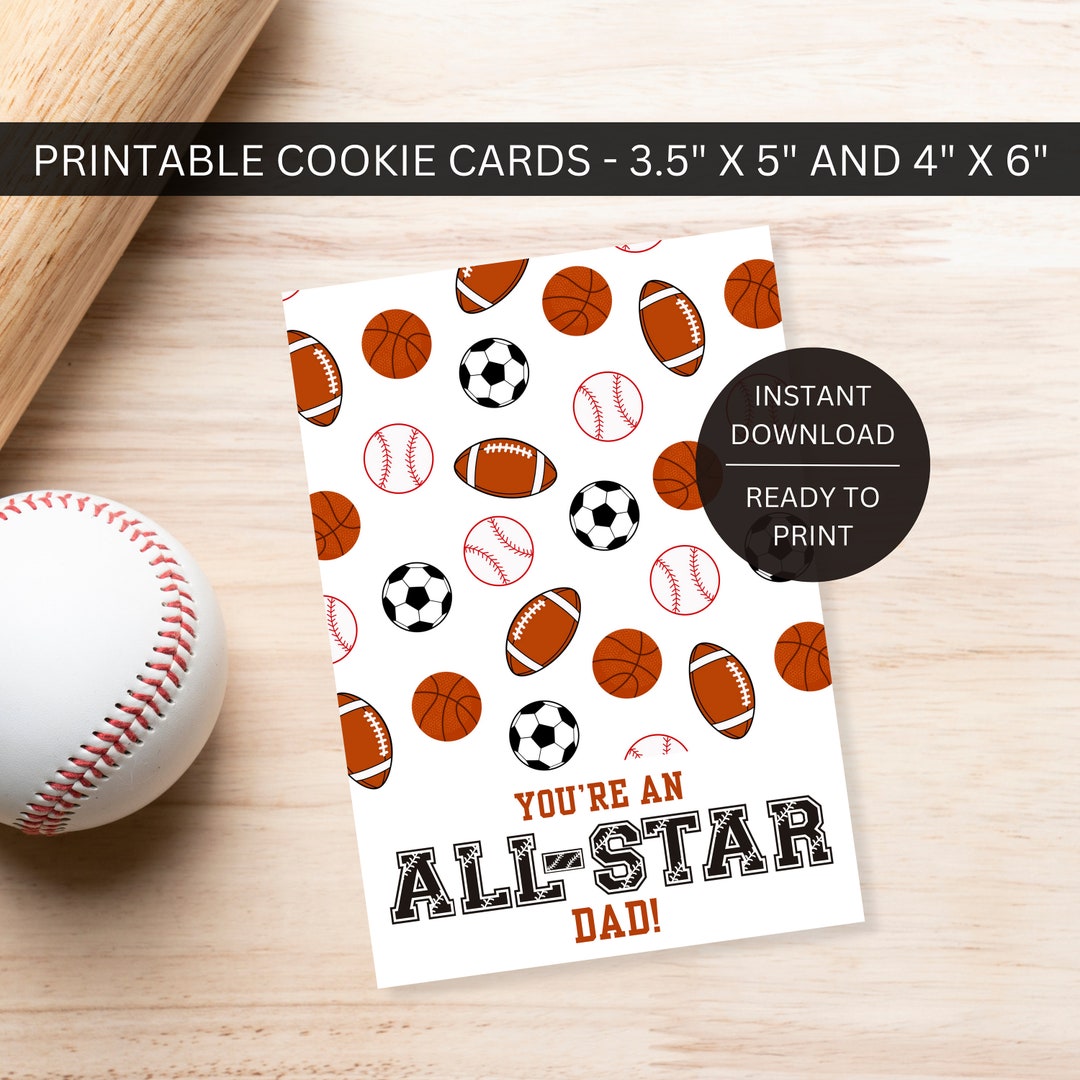 Sports Fathers Day Cookie Card Mini Box Backer Printable, Happy Father ...