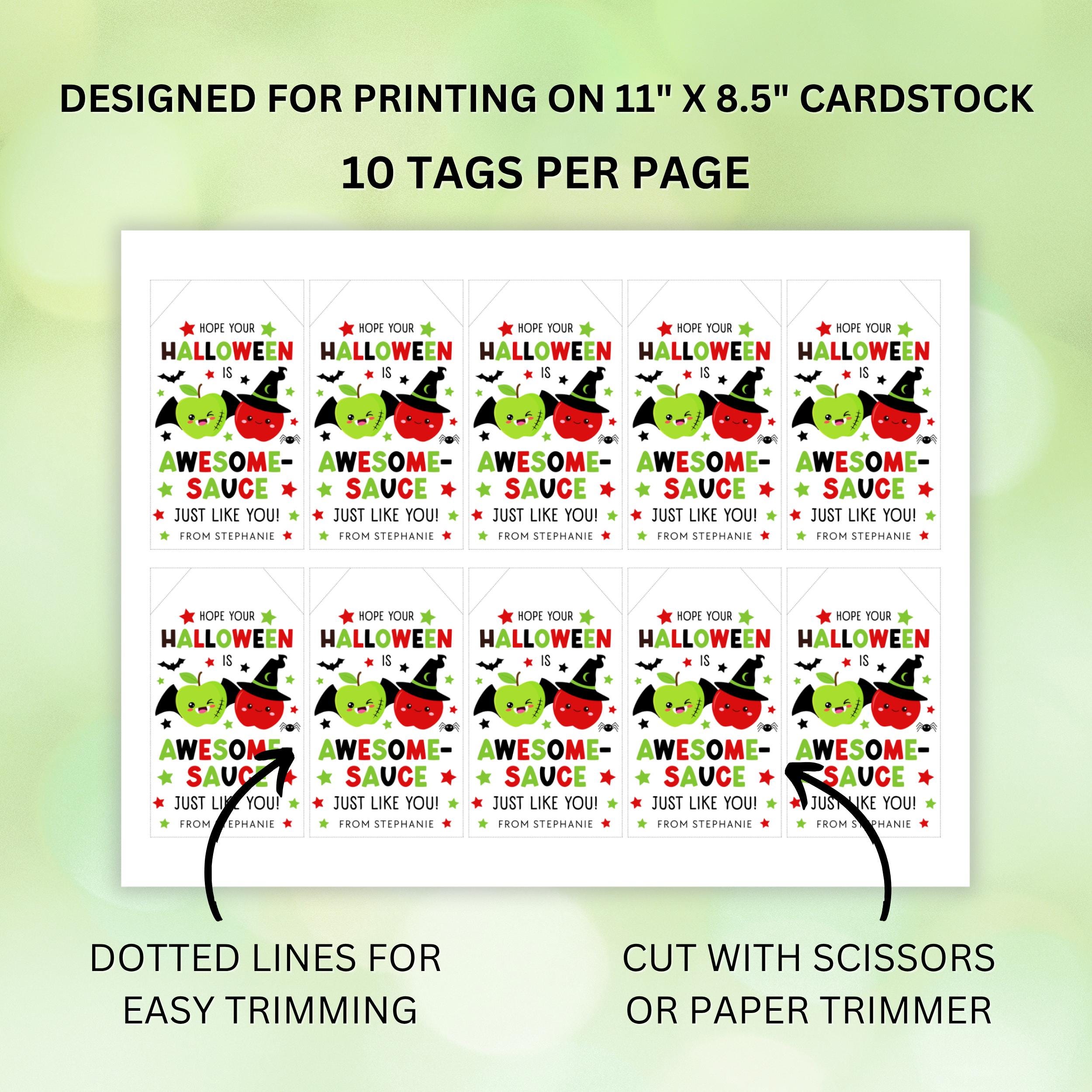 Editable Halloween Applesauce Tag: Printable Daycare Awesome Sauce ...