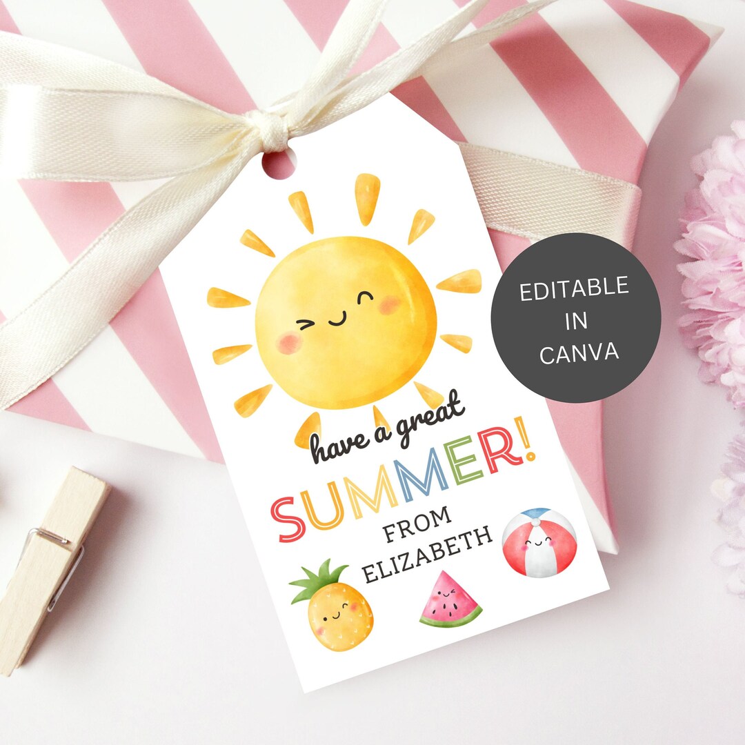 End of School Year Student Class Gift Tag Printable, Editable Kids ...