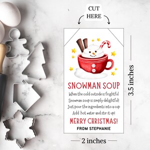 Snowman Soup Tag Printable, Editable Christmas Homemade Hot Chocolate ...