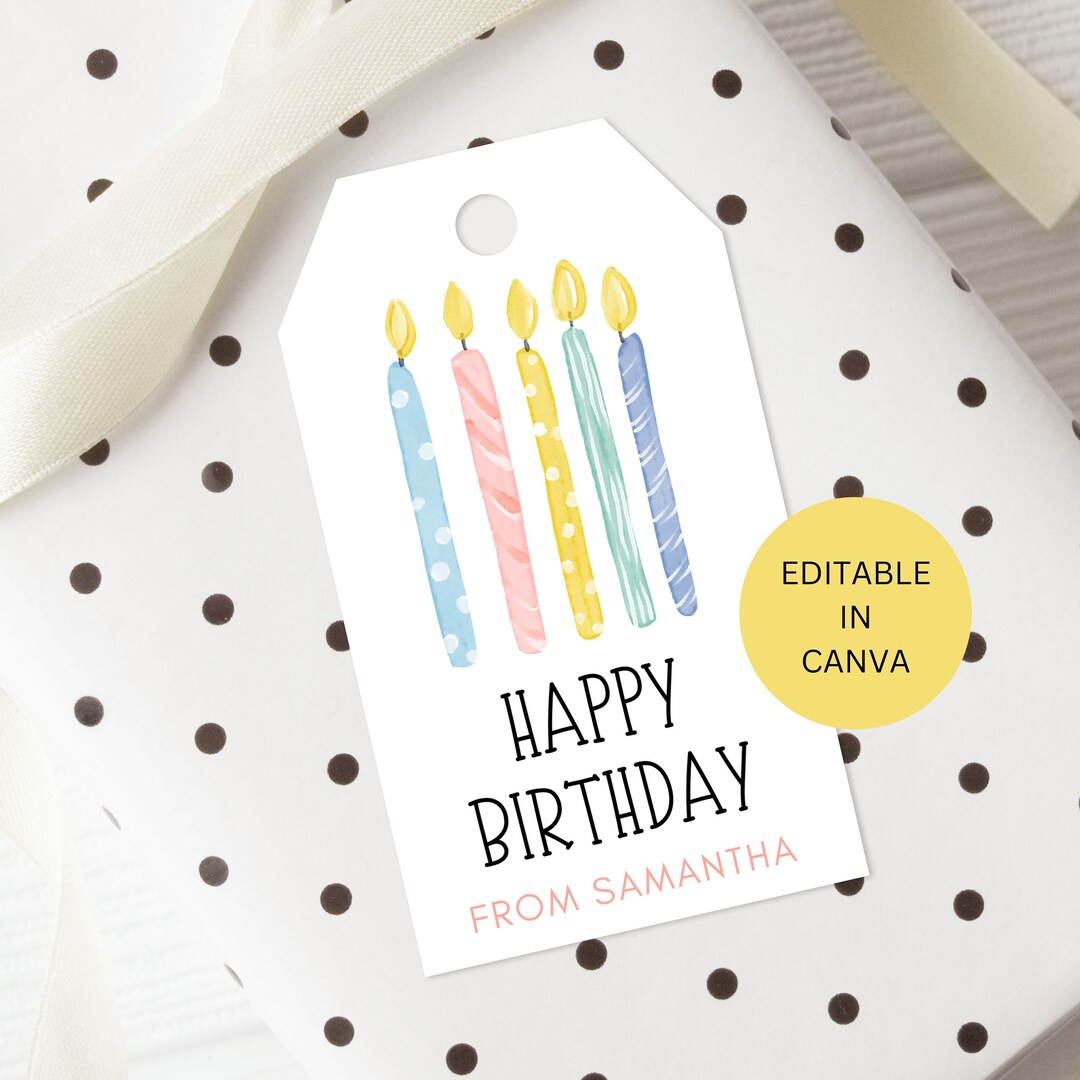 Editable Happy Birthday Tag Printable Template, Personalized ...