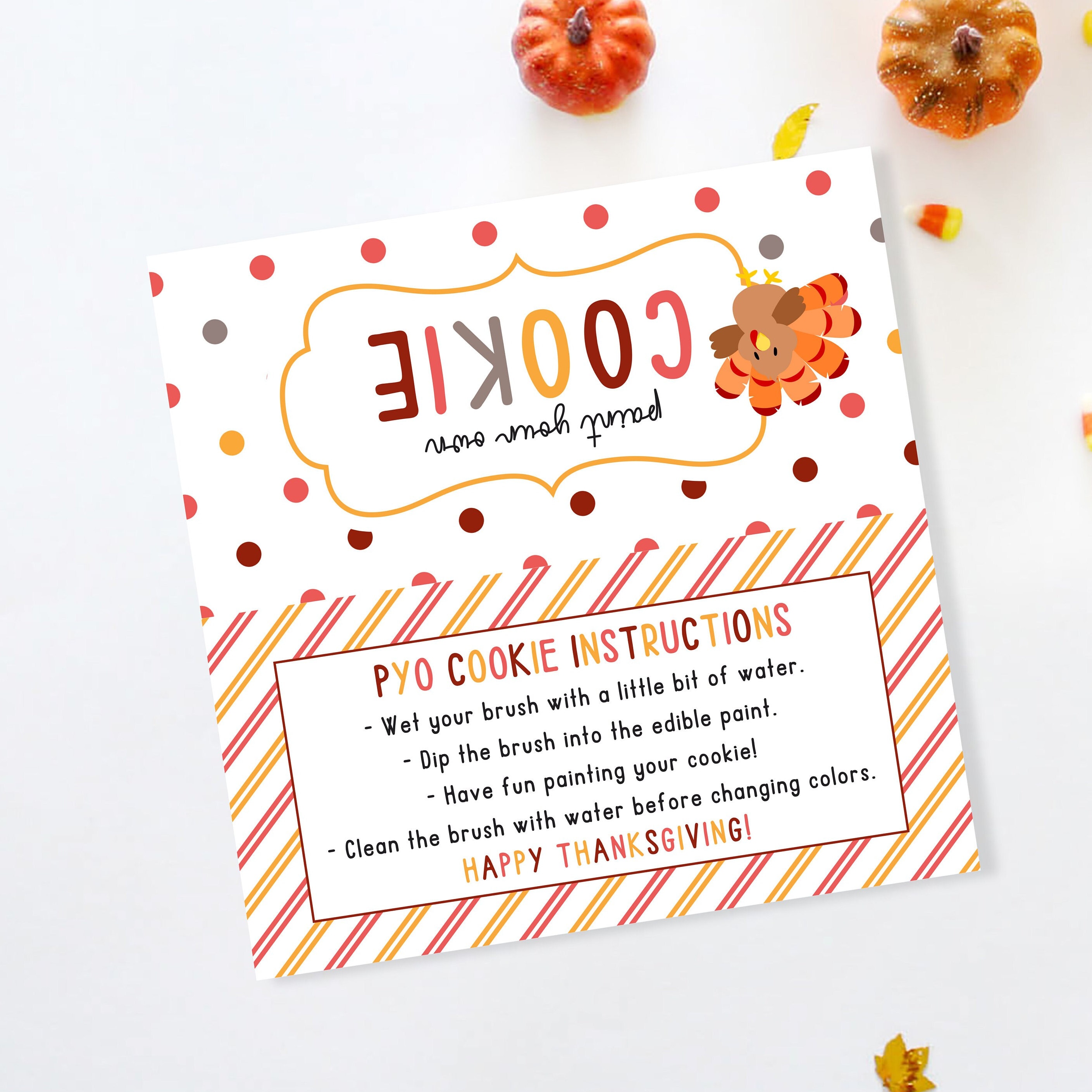 PYO Cookie Bag Toppers Thanksgiving Instructions Printable, Paint Your ...