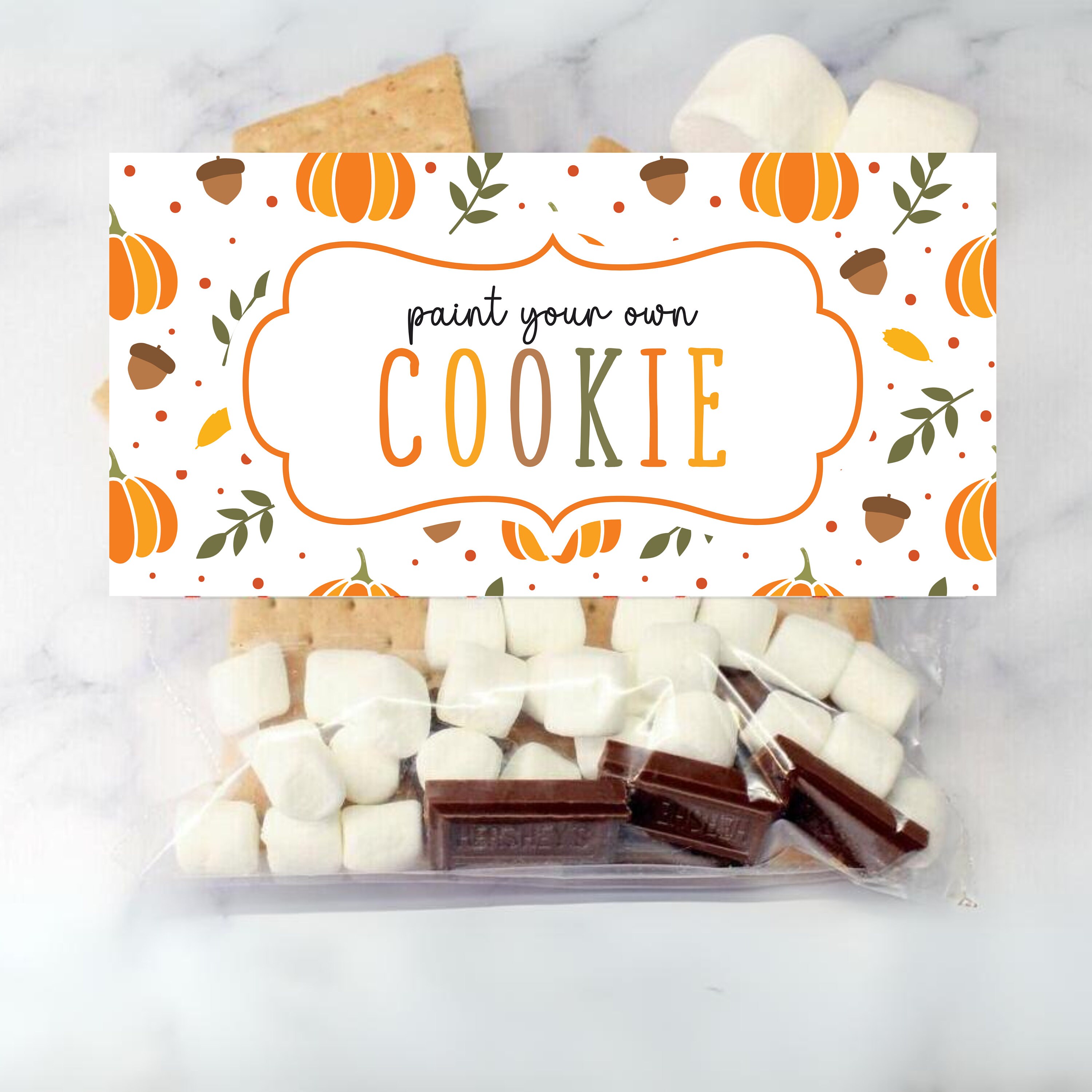 Fall PYO Cookie Bag Topper Instructions Printable, Paint Your Own ...