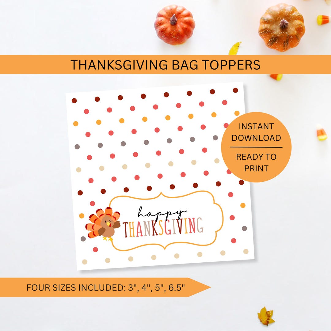 Thanksgiving Cookie Bag Toppers, Happy Thanksgiving Turkey Student ...