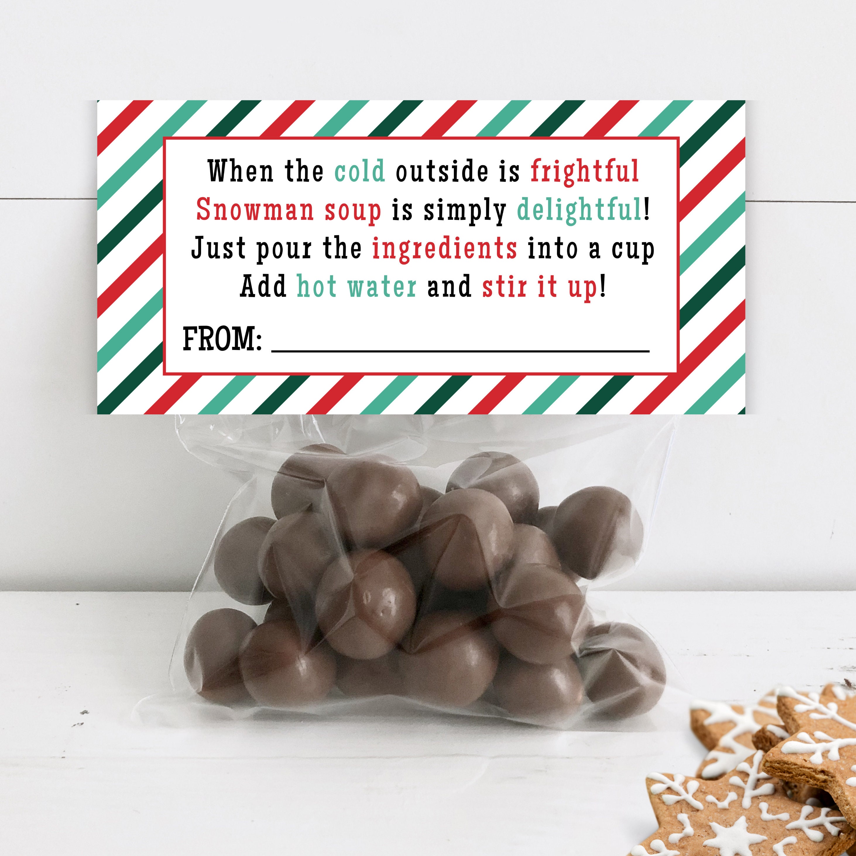 Snowman Soup Bag Topper Printable Poem, Christmas Hot Cocoa Mix Treat ...