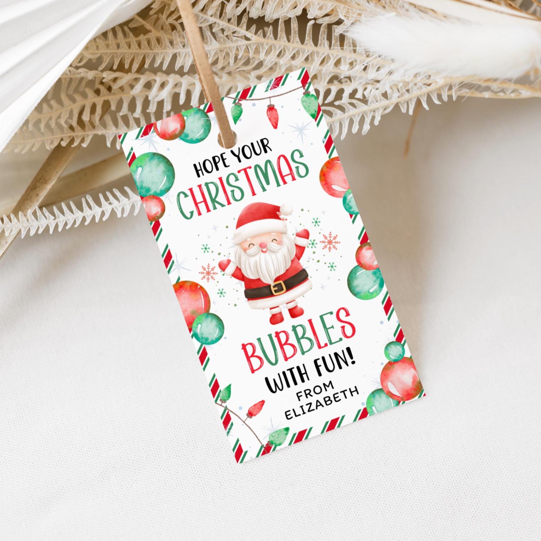 Christmas Bubbles Gift Tag Printable, Kids Holiday Classroom Daycare ...