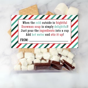 Snowman Soup Bag Topper Printable Poem, Christmas Hot Cocoa Mix Treat ...