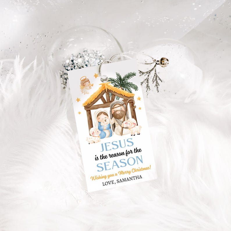 Nativity Christmas Tag Editable, Kids Sunday School Gift Label ...