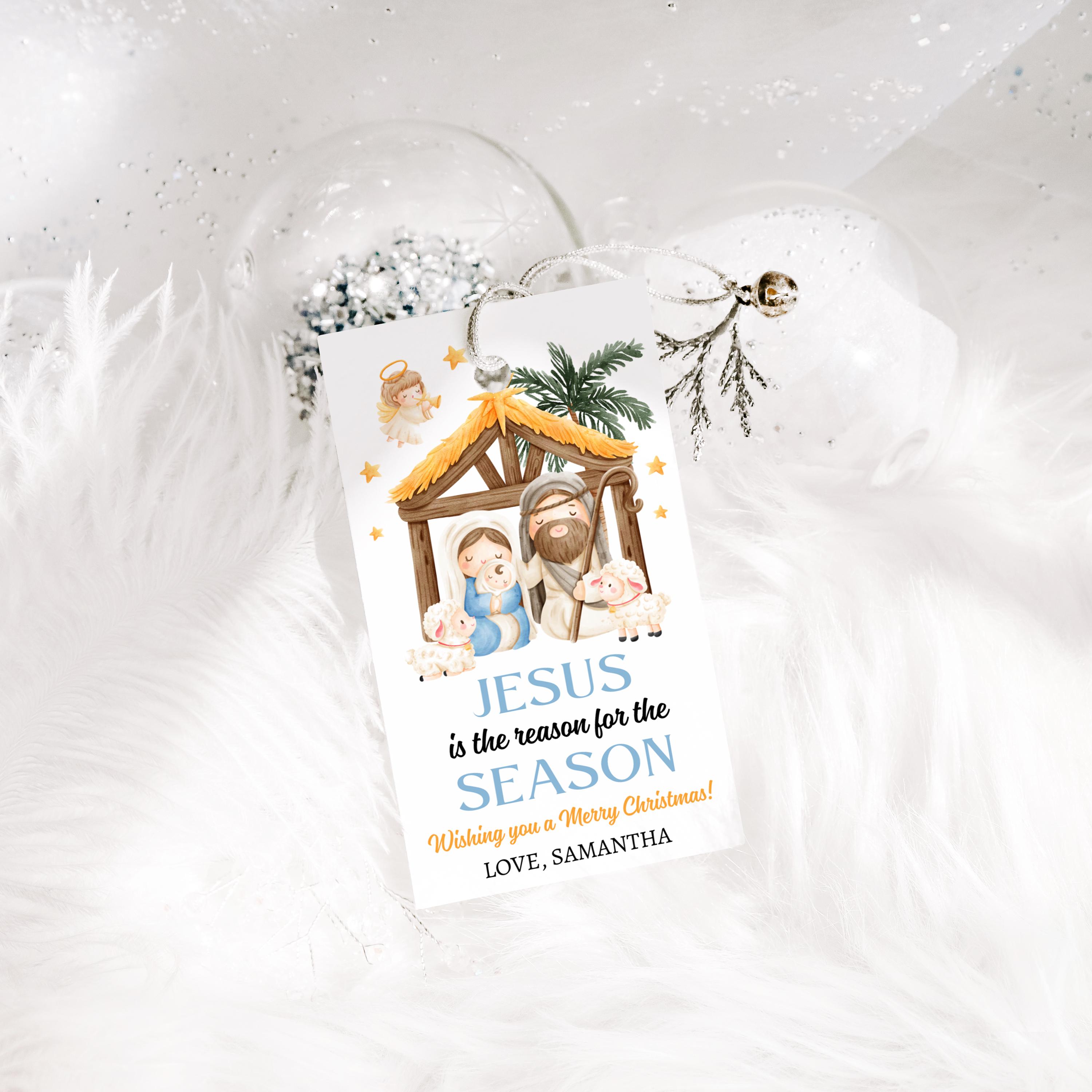 Nativity Christmas Tag Editable, Kids Sunday School Gift Label ...