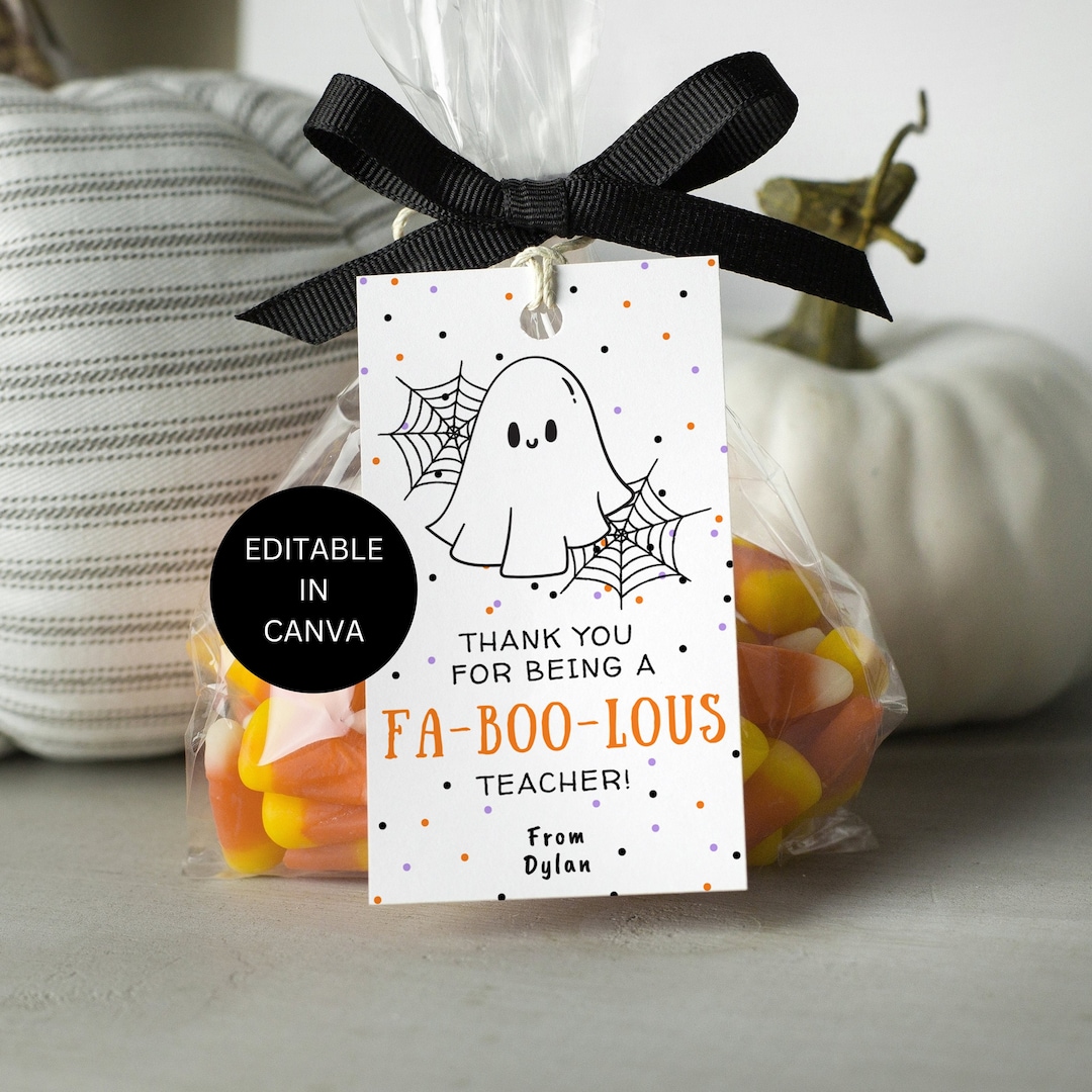 Faboolous Teacher Tag Editable Printable for Happy Halloween Thank You ...