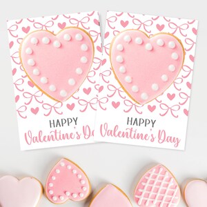 Bow Valentine Coquette Pink Cookie Card Mini Backer Printable, Happy ...
