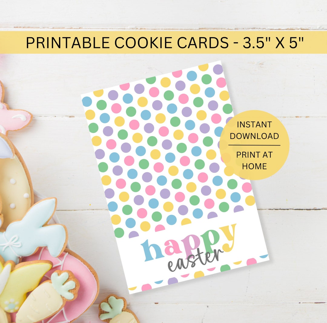 Easter Cookie Card Printable for Kids Treats Downloadable, Spring ...