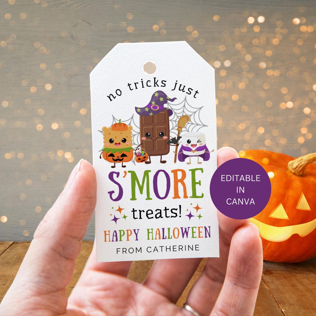 Halloween Smores Kit Favor Tag Editable, Printable S'mores Trick or ...