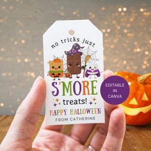 Halloween Smores Kit Favor Tag Editable, Printable S'mores Trick or ...