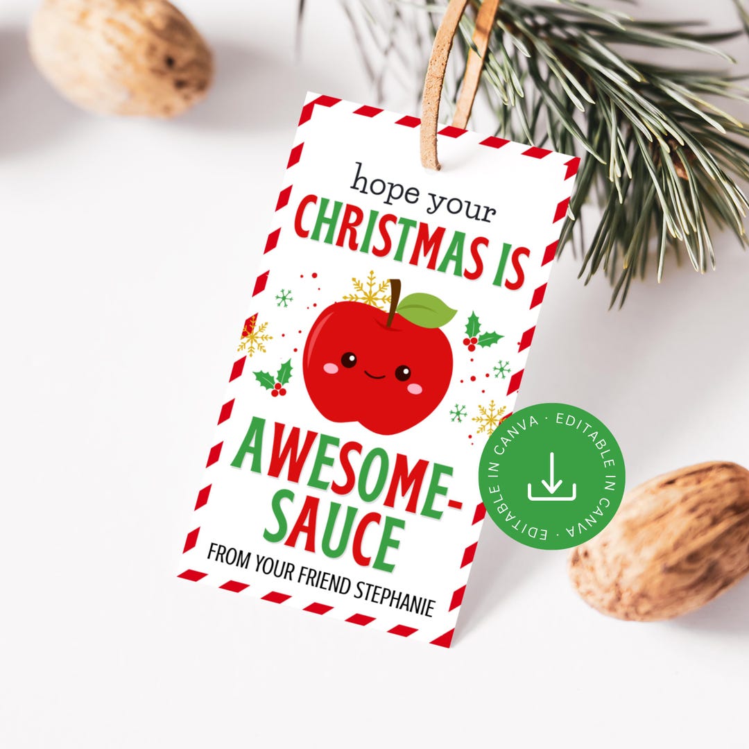 Christmas Applesauce Gift Tag Editable, Daycare Applesauce Pouch ...