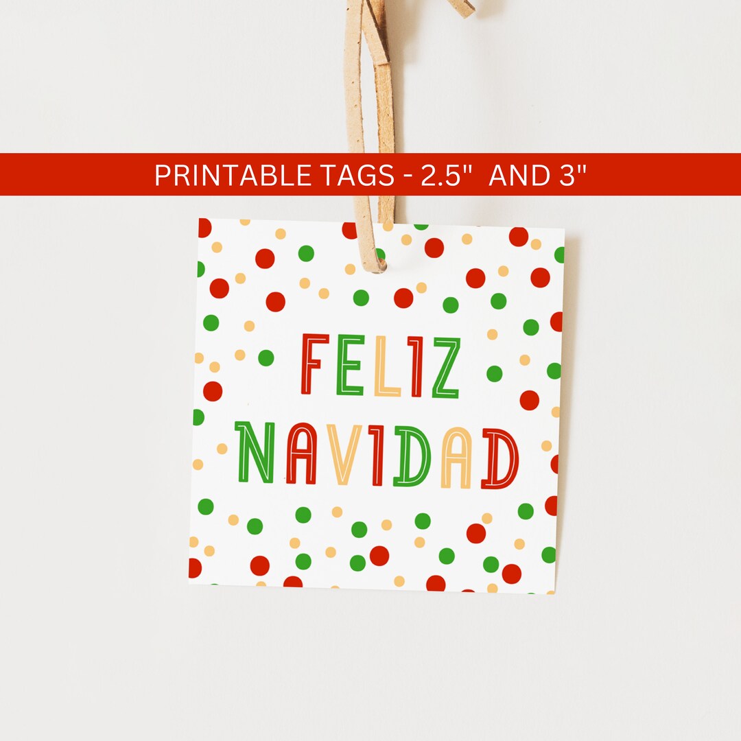 Feliz Navidad Printable Cookie Tags: Spanish Christmas Treat Labels ...