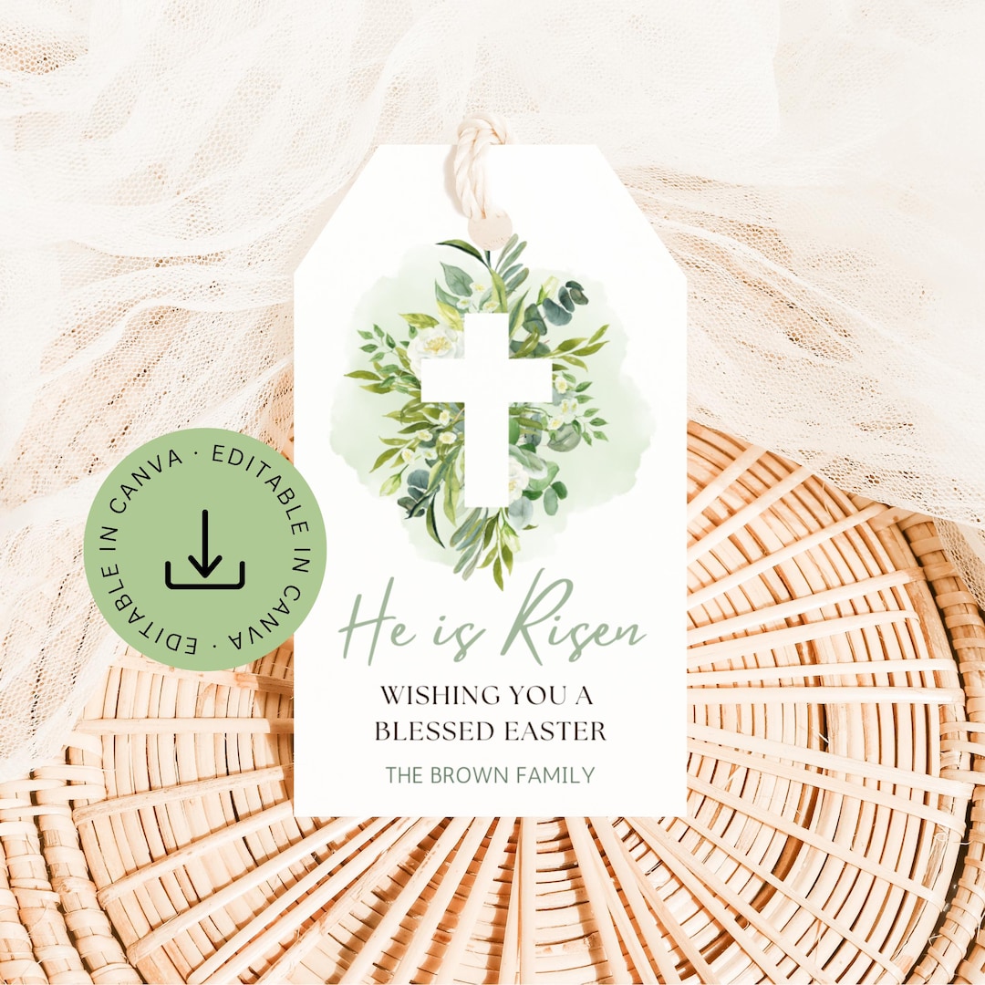 He is Risen Gift Tag Printable: Editable Christian Religious Easter ...