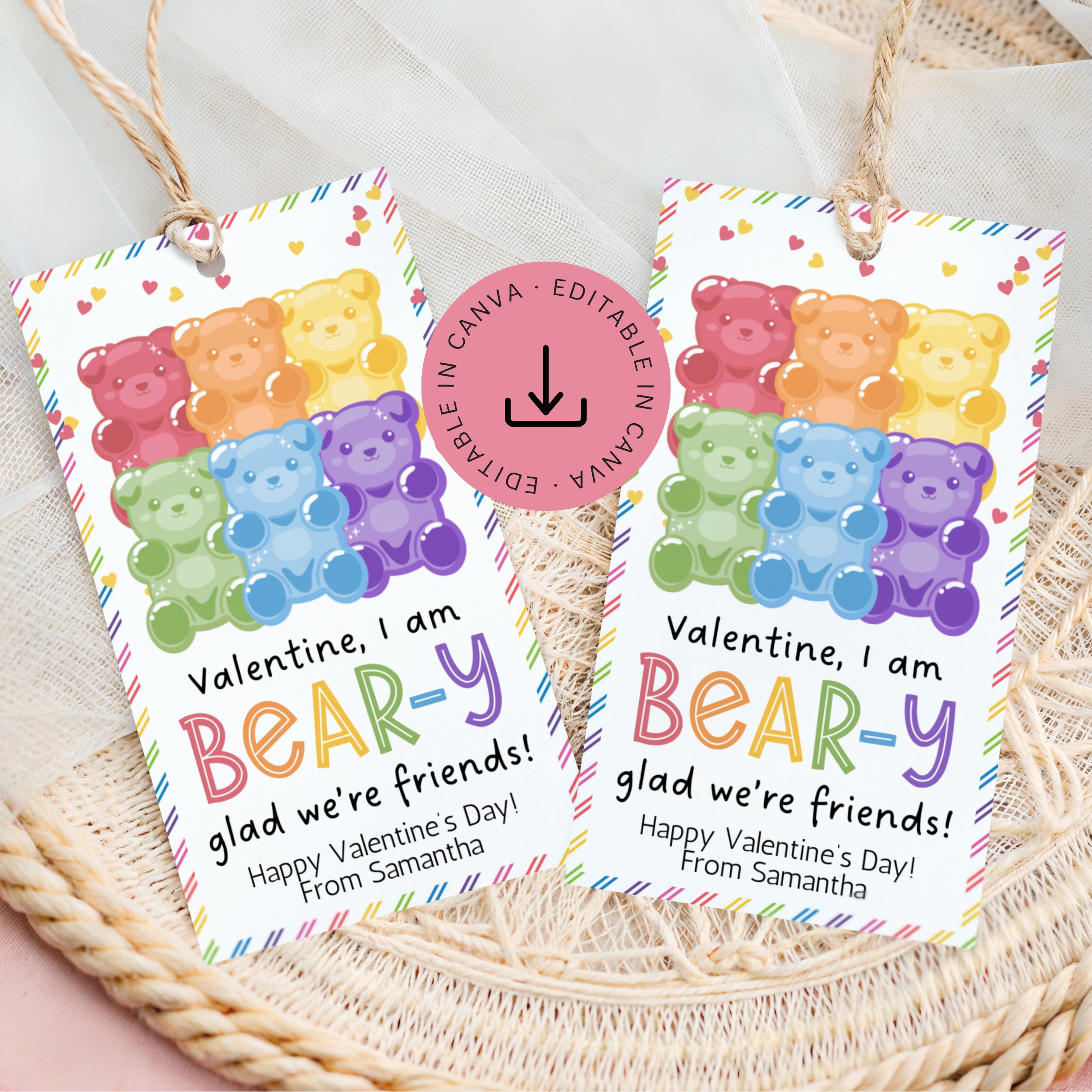 Gummy Bear Valentine's Day Tag Editable: Kindergarten Preschool Daycare ...