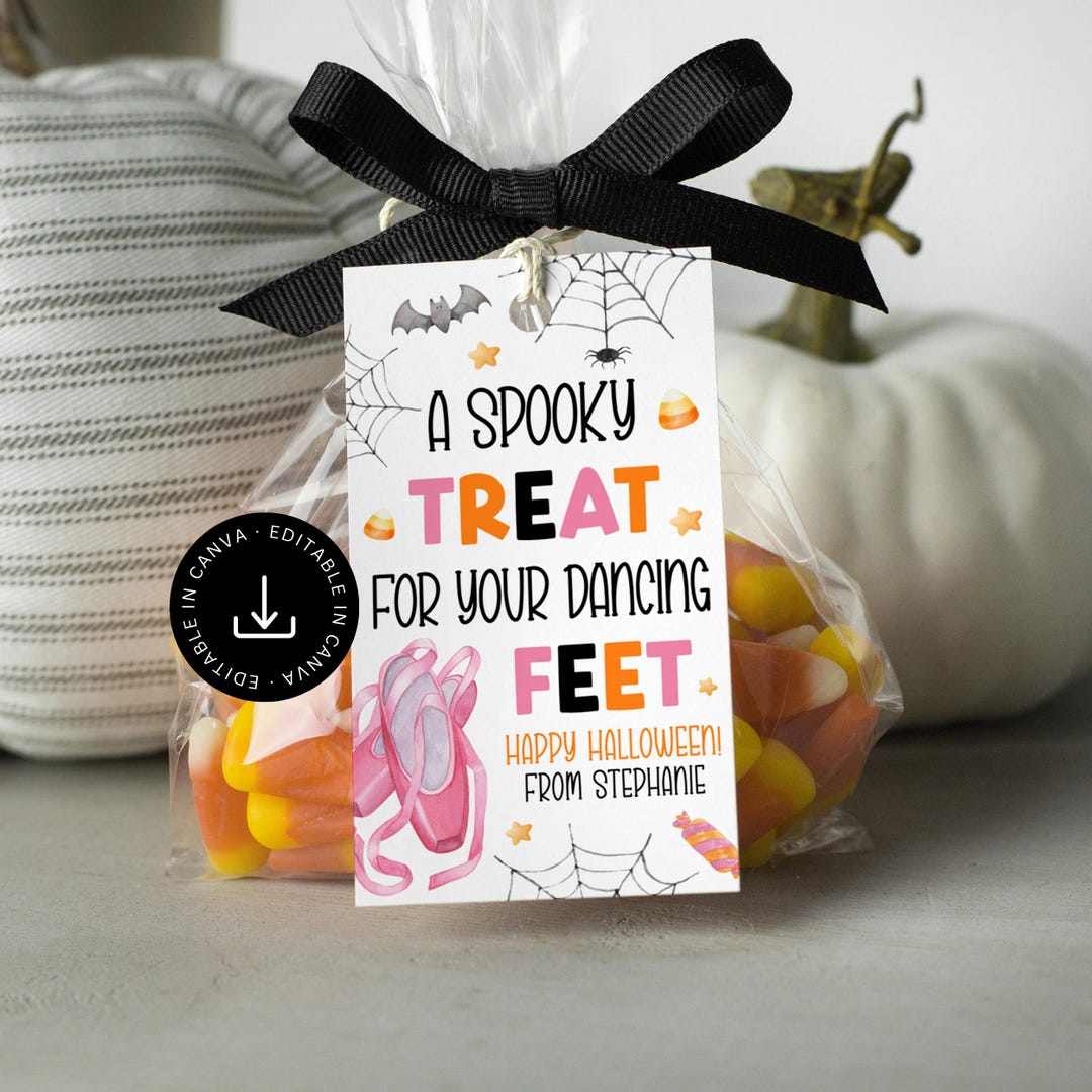 Ballerina Halloween Tag Editable, Ballet Dancer Printable Treat Candy ...